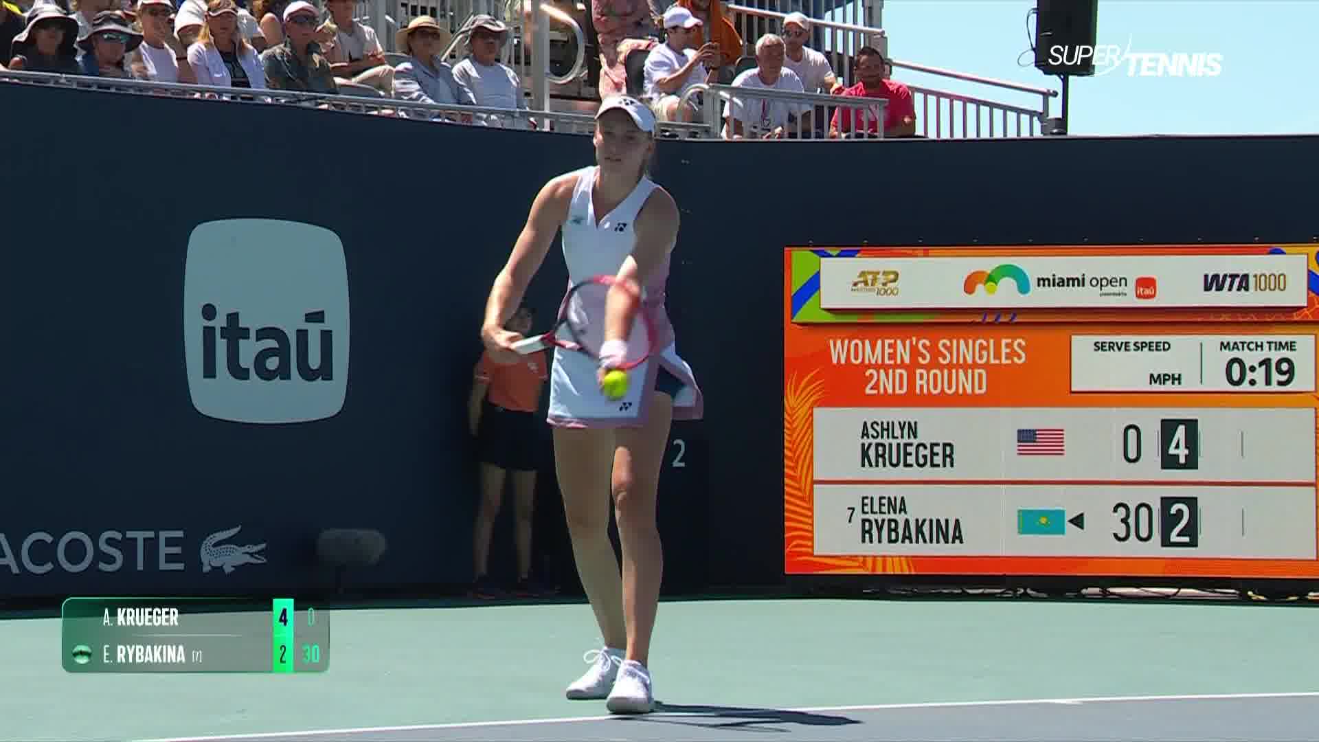 WTA1000 Miami 2T - Krueger vs Rybakina